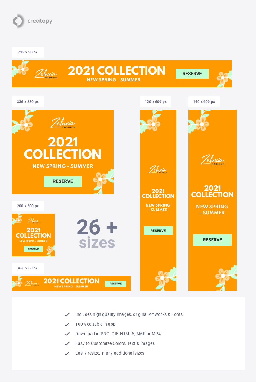 Spring-Summer Fashion Collection Flower Illustration Ad Template - Creatopy