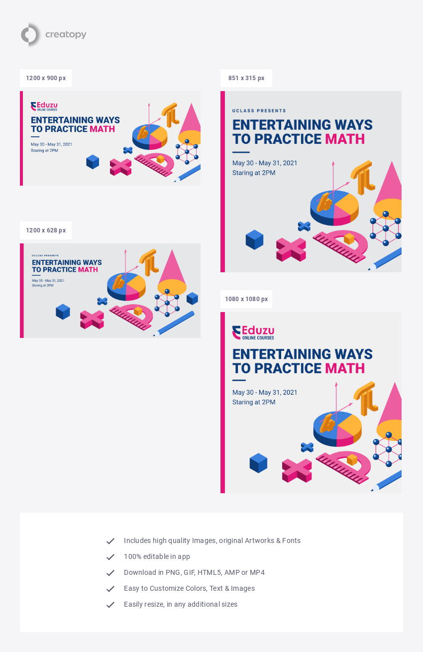 Entertaining Ways to Practice Math Ad Template - Creatopy