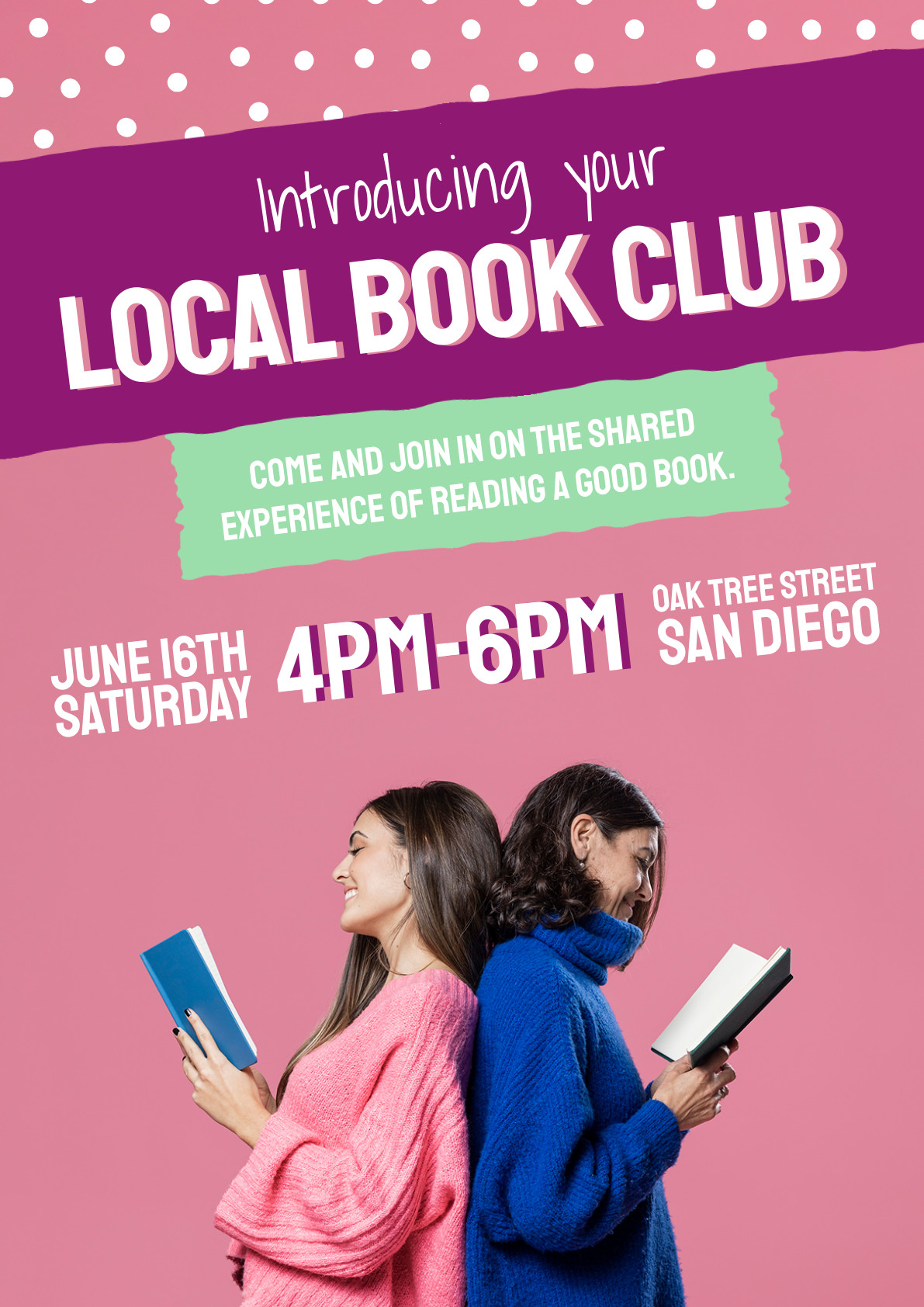 Local Book Club Retro Poster Template Ad Template Creatopy